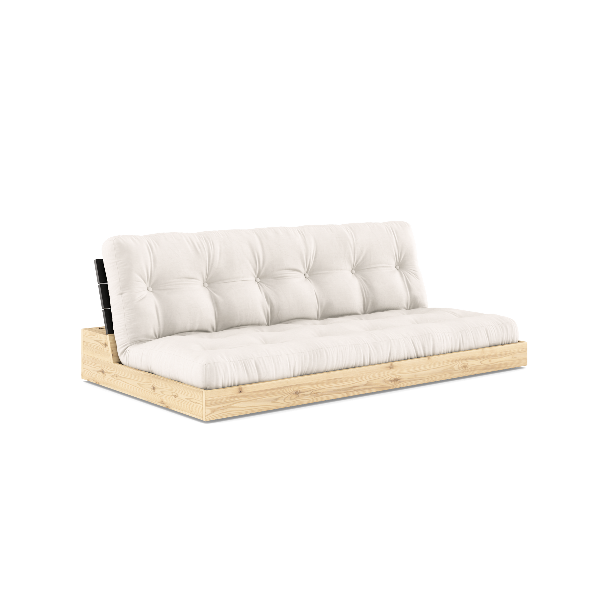 BASE BLACK NIGHT LACQUERED W. 5-LAYER MIXED MATTRESS NATURAL