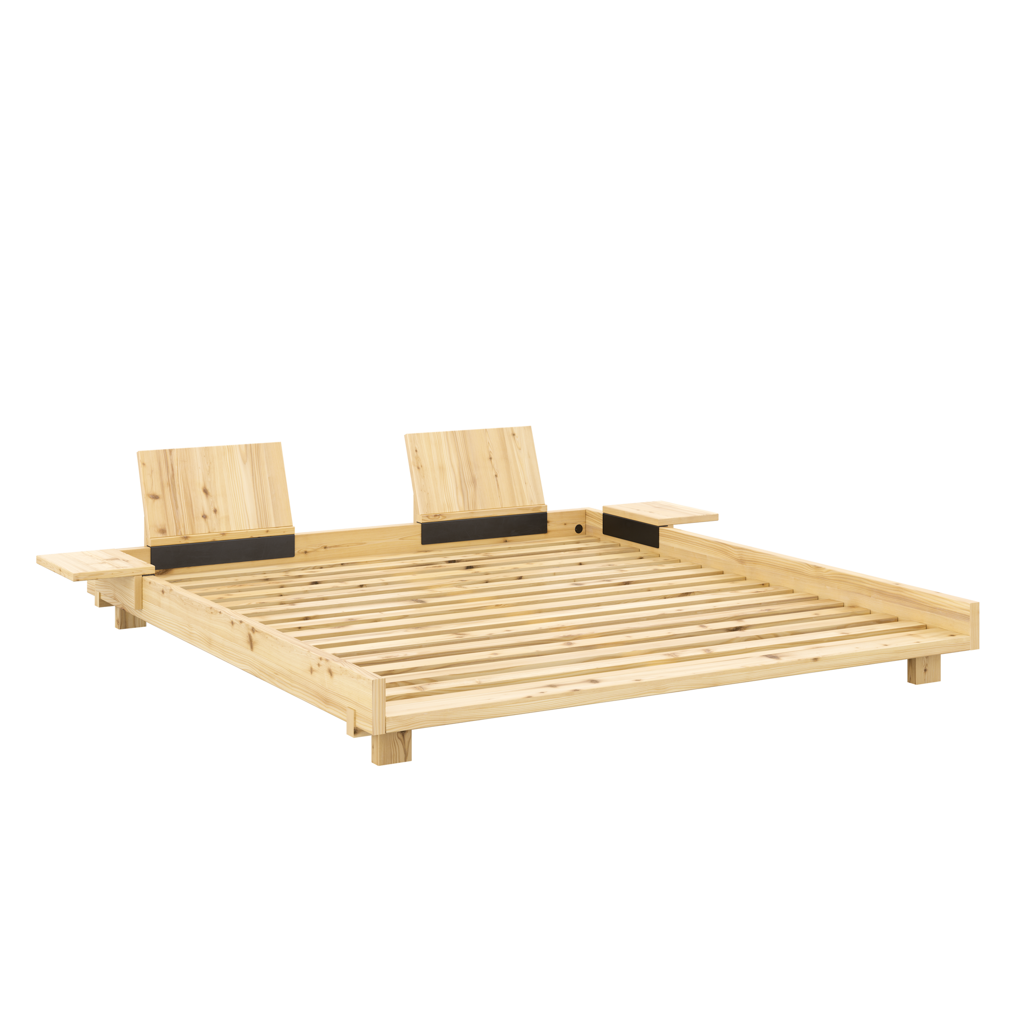SOCIAL BED CLEAR LACQUERED 180 X 200 W. 2 PCS BACK RESTS AND 2 PCS SID